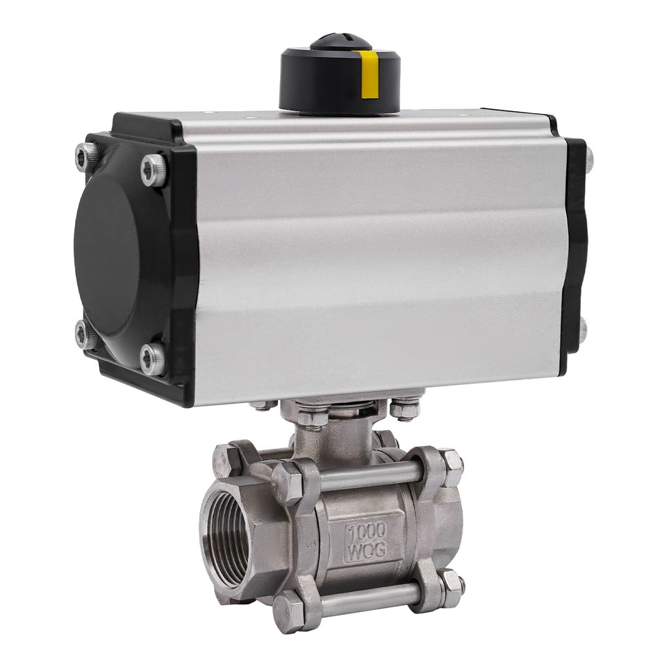 1 Inch Pneumatic 316 Stainless Steel Ball Valve Black Pneumatic Ball ...