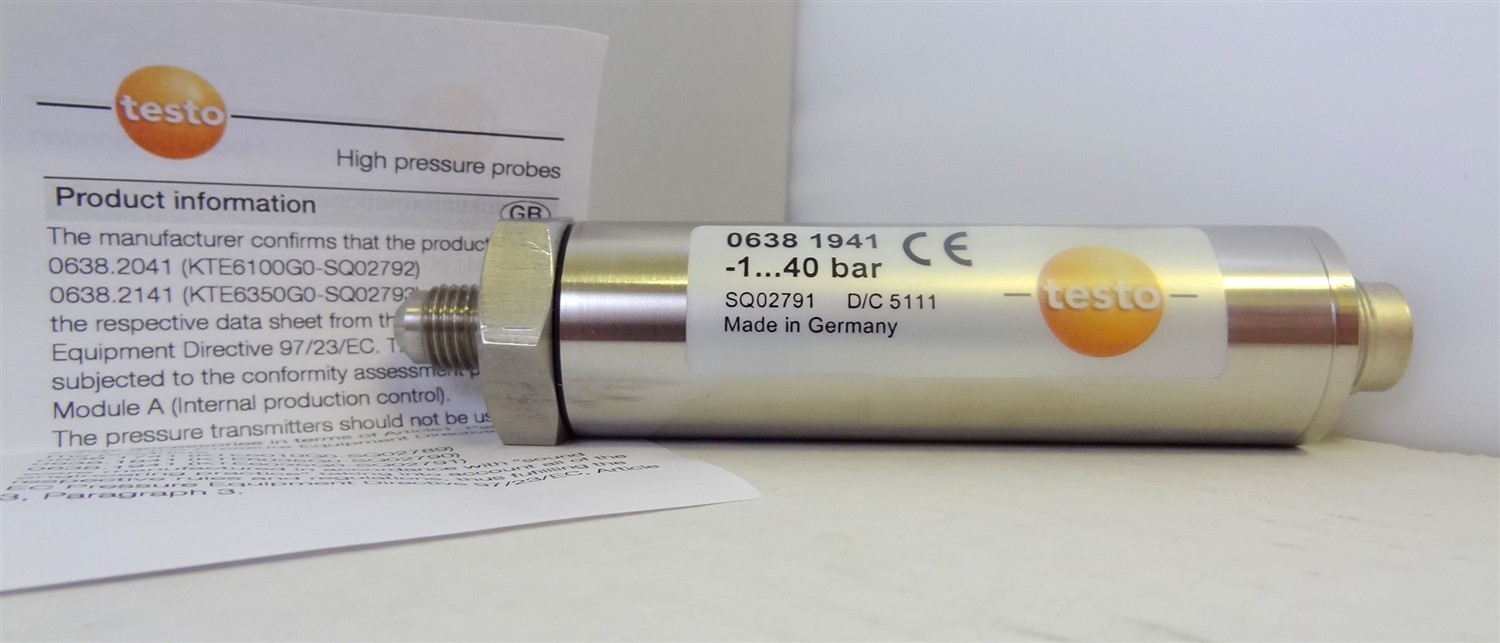 Testo 06381941 Stainless High Pressure Probe, -1 to+40 Bar, 7/16" UNF ...