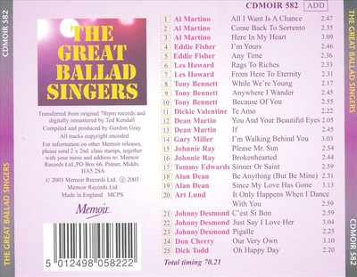 VARIOUS ARTISTS - GREAT BALLAD SINGERS NEW CD 5012498058222| eBay