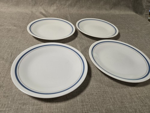 4 Corelle Indigo 6 3/4" Bread and Butter Plate White With Blue & Gray ...