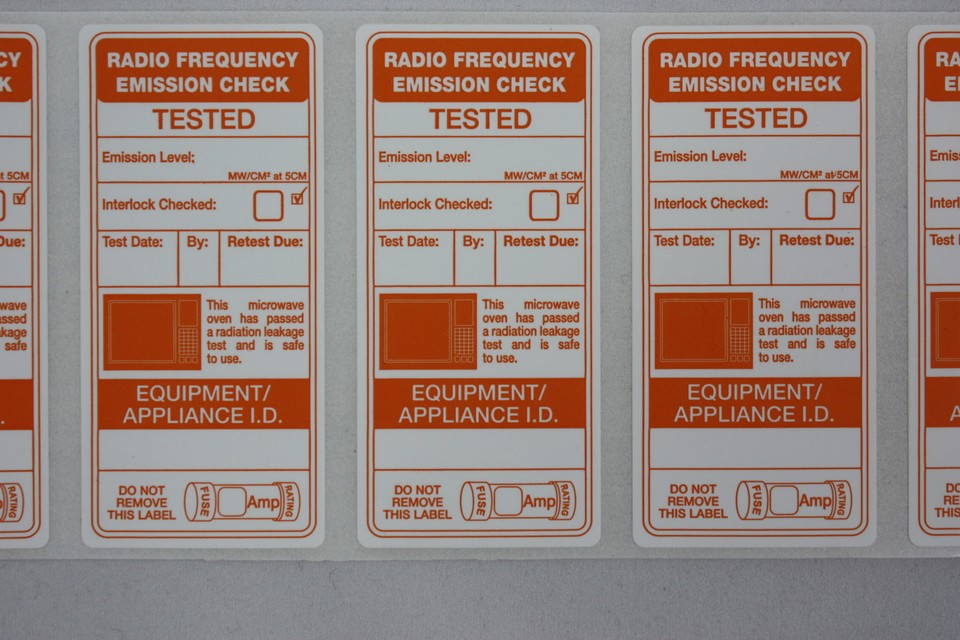 48 Microwave Emission Test Labels/Stickers for Electrical PAT Testing ...