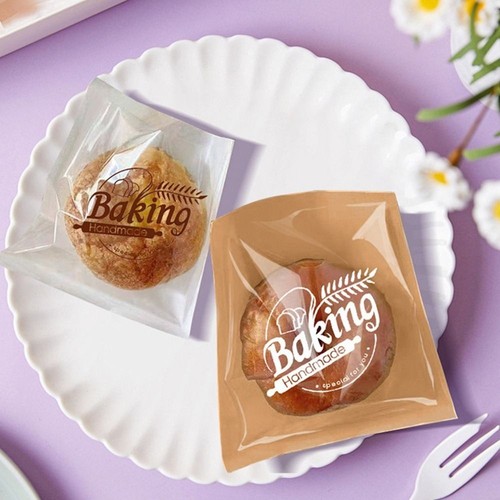 100Pcs Kraft Baking Bread Paper Bag Greaseproof Baking Handmade Pouch ...