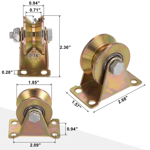 4pcs 1.9" V-Groove Wheel Sliding Gate Caster for Inverted V-Track, Gold ...