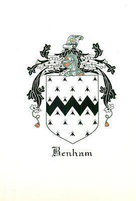 Great Coat of Arms Benham Family Crest genealogy, would look great ...