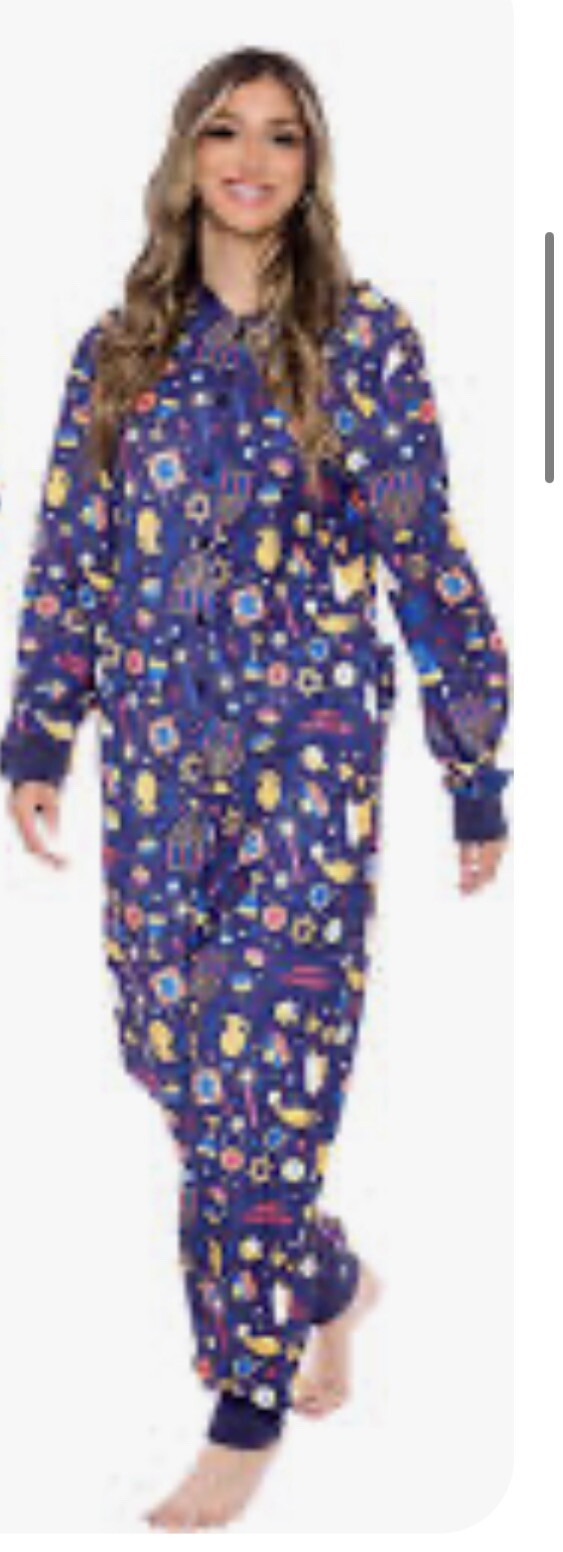 FUNZIEZ! Hanukkah Pajama Flapjack Comfy Soft Jumpsuit pjs one piece M ...