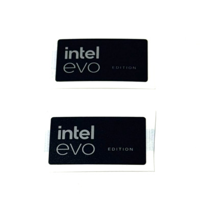 2Pcs Intel EVO Edition Desktop / Laptop sticker label Black 28mm x 15mm ...