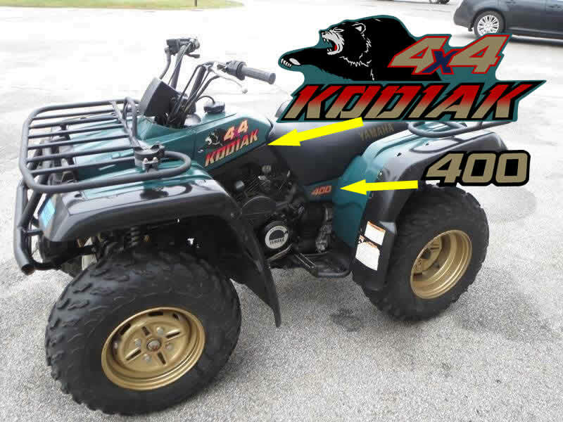 Yamaha Kodiak 400 4x4 OEM Decal Graphics Kit 1992 1993 1994 1995 1996 ...