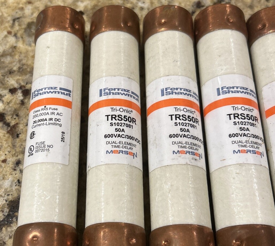 TRS50R Qty: (6)-Shawmut Fuse, Dual Element, Time Delay, 50 A, 600 VAC ...