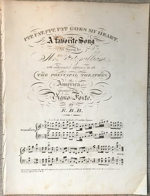 " PIT, PAT, PIT, PAT GOES MY HEART " 1840 VG+ ANTIQUE SHEET MUSIC SONG ...