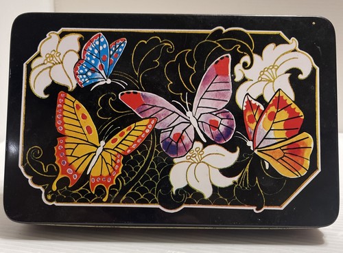 Vintage Butterfly Stationary Envelopes Metal Box Interpur Trinket Box ...