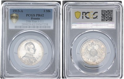 Preußen 2 Mark 1913-A Wilhelm II. PCGS PR62 106956 | eBay.de