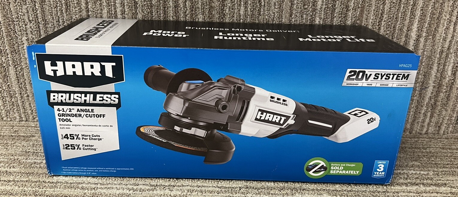 HART 20-Volt Brushless 4-1/2-Inch Angle Grinder/Cutoff Tool (HPAG25 ...