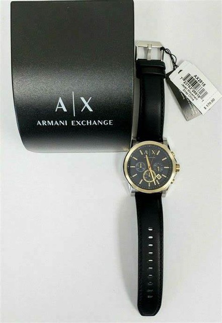 Armani Exchange AX2515 Grey Dial Black Leather Strap Chronograph Men's ...
