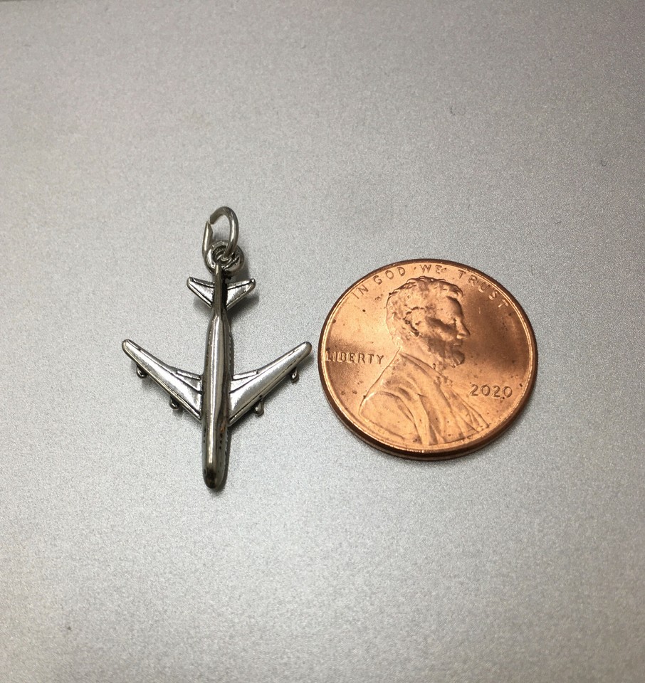 Sterling Silver Small 3D Passenger Jet Airplane Plane Charm or Pendant ...