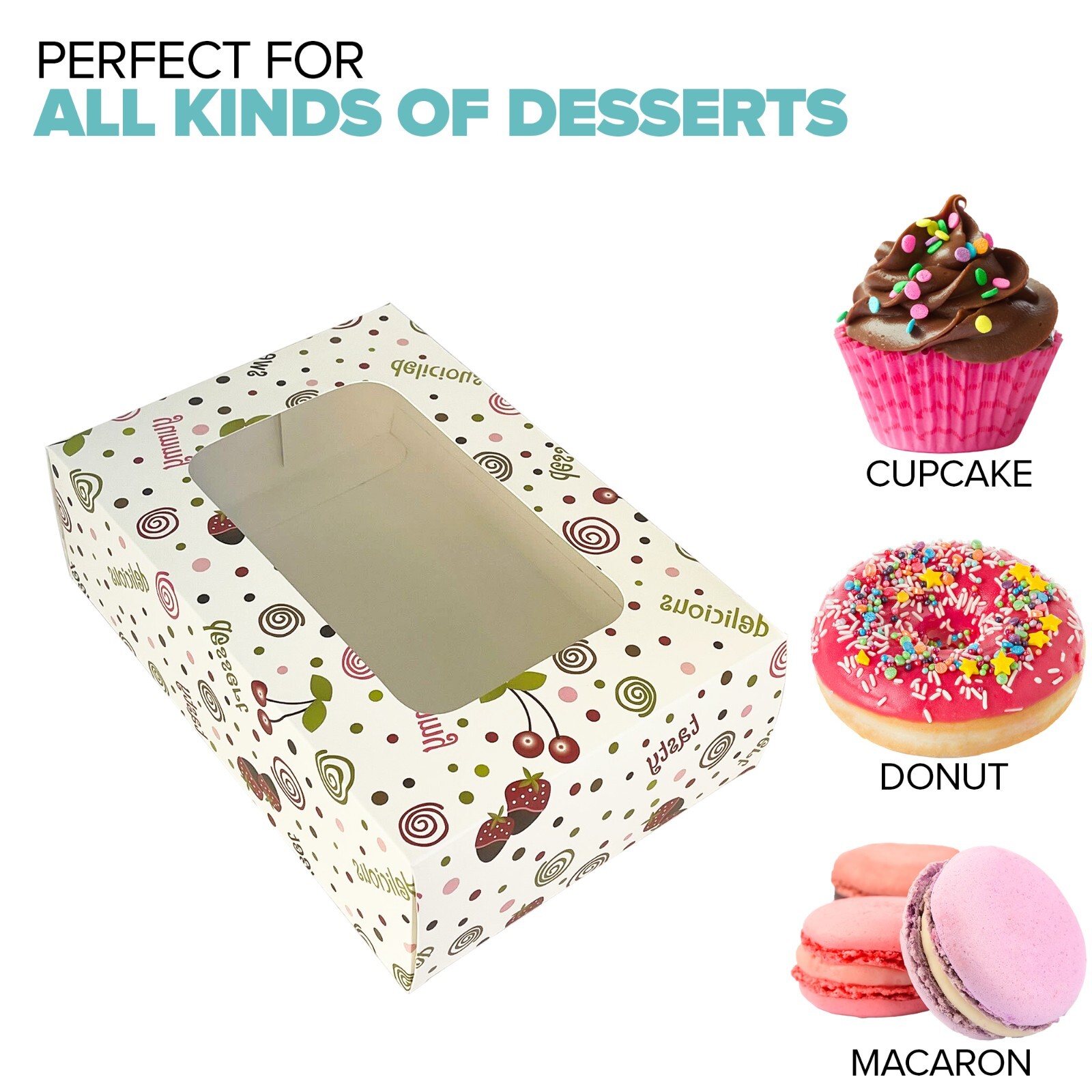 2pc Bakery Sweet Treat Gift Boxes with Clear Display Window 9.5 by 6.5 ...