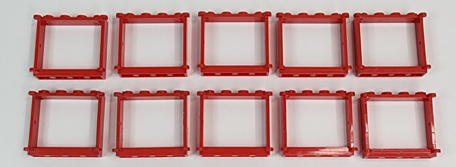 LEGO - Lot of 10 - Red Window 1 x 4 x 3 Window w/ Shutter Tabs 3853 | eBay
