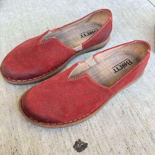 Born Tropi Womens Casual Slip On Shoe Red Suede Flat Size 8.5 / 40 M/W ...