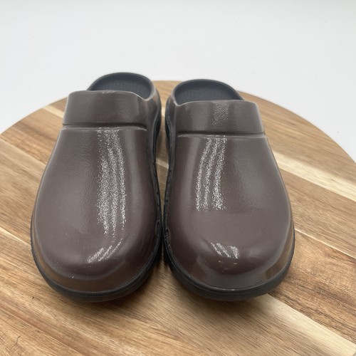 Oofos Women's Ooclog Luxe Recovery Brown Shiny Clogs Shoes Size 7 | eBay