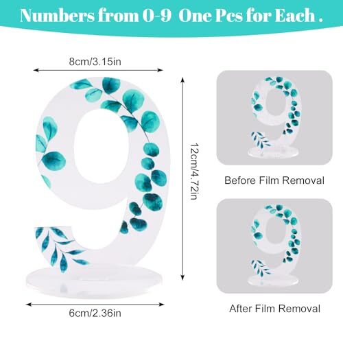 10 Pcs Acrylic Table Numbers 0-9 Clear Place Card with Stands Green ...