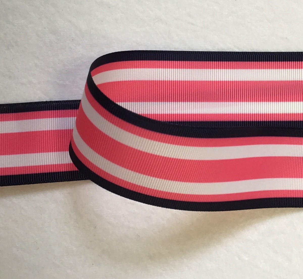 Red White Blue Ribbon Border 2.5" White/Blue Watercolor Flower With