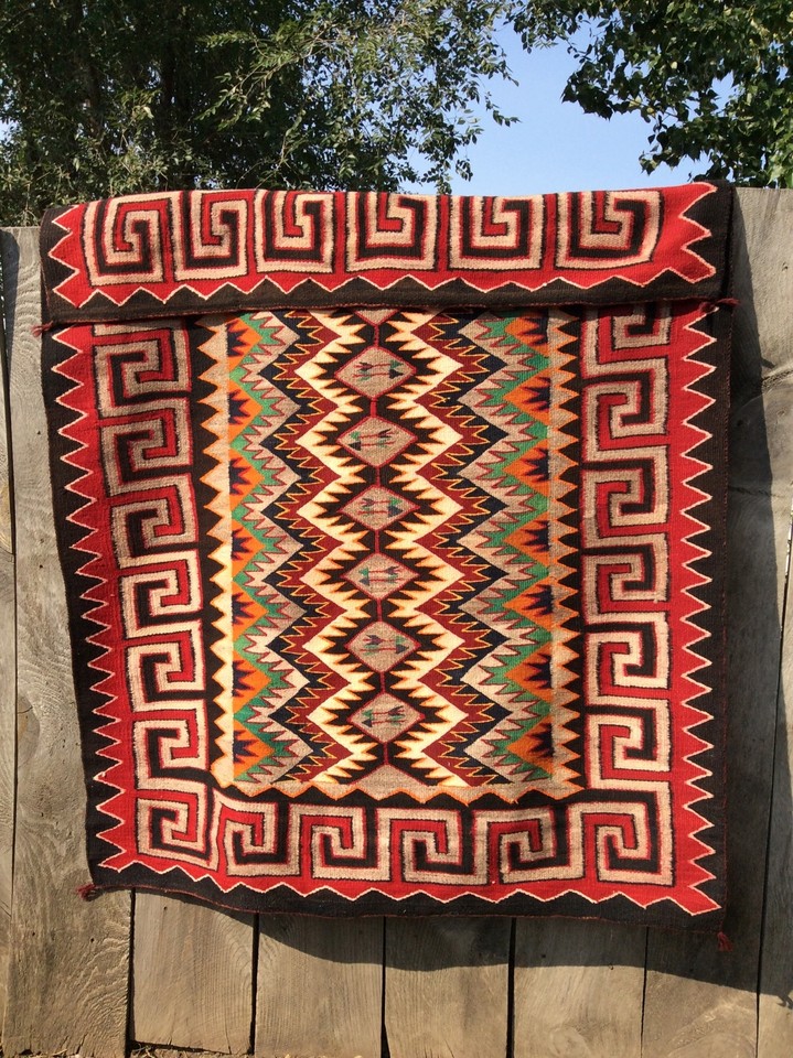 Navajo Rug Red Mesa Teec Nos Pos Antique Pictorial Weaving Native ...