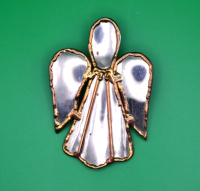 Large Angel Brooch Pin Pendant 3 1/4 x 2 1/4 Metal Handmade | eBay