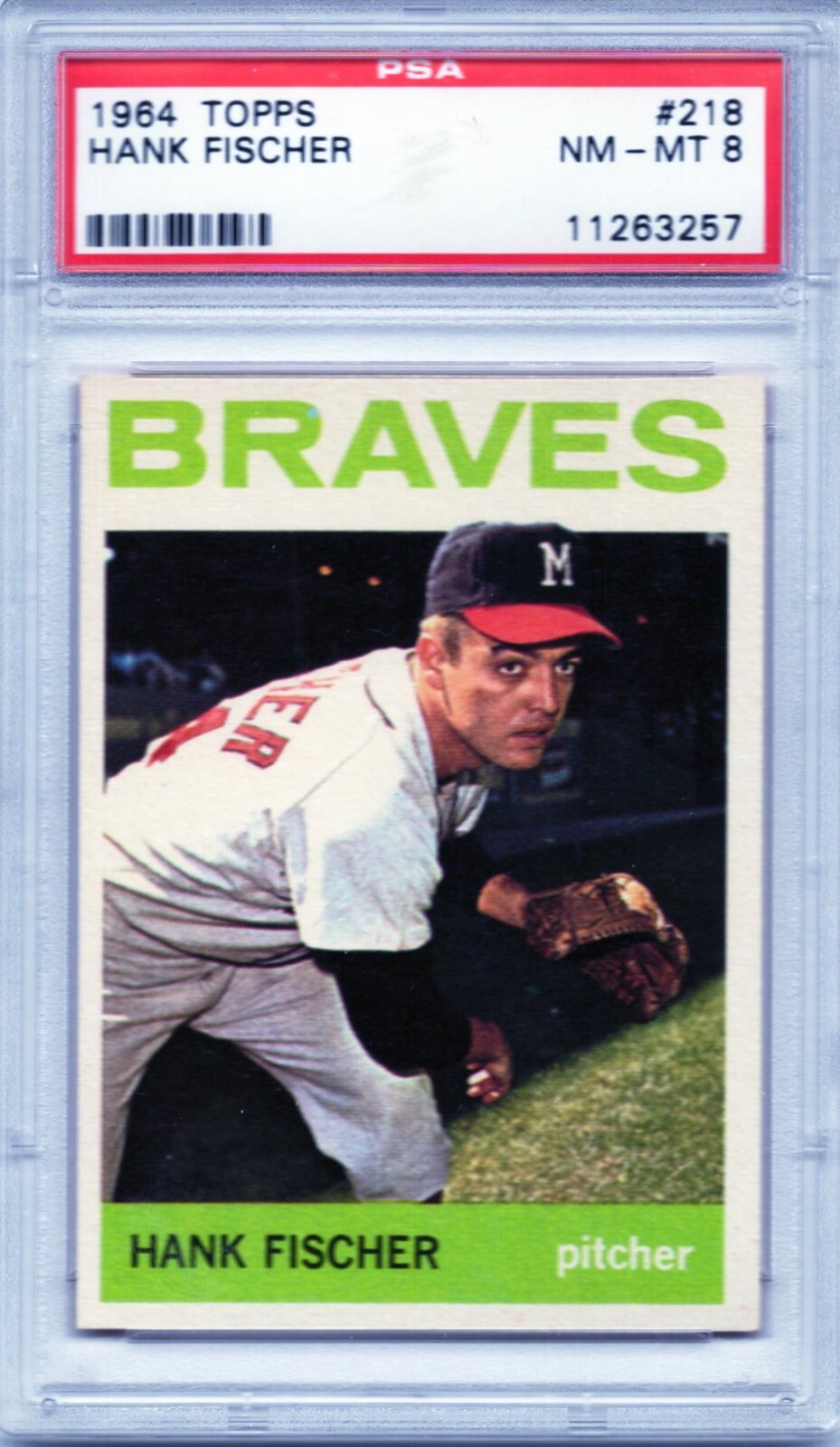 1964 TOPPS # 218 HANK FISCHER,BRAVES-PSA 8++++++VIVID BEAUTY ! | eBay