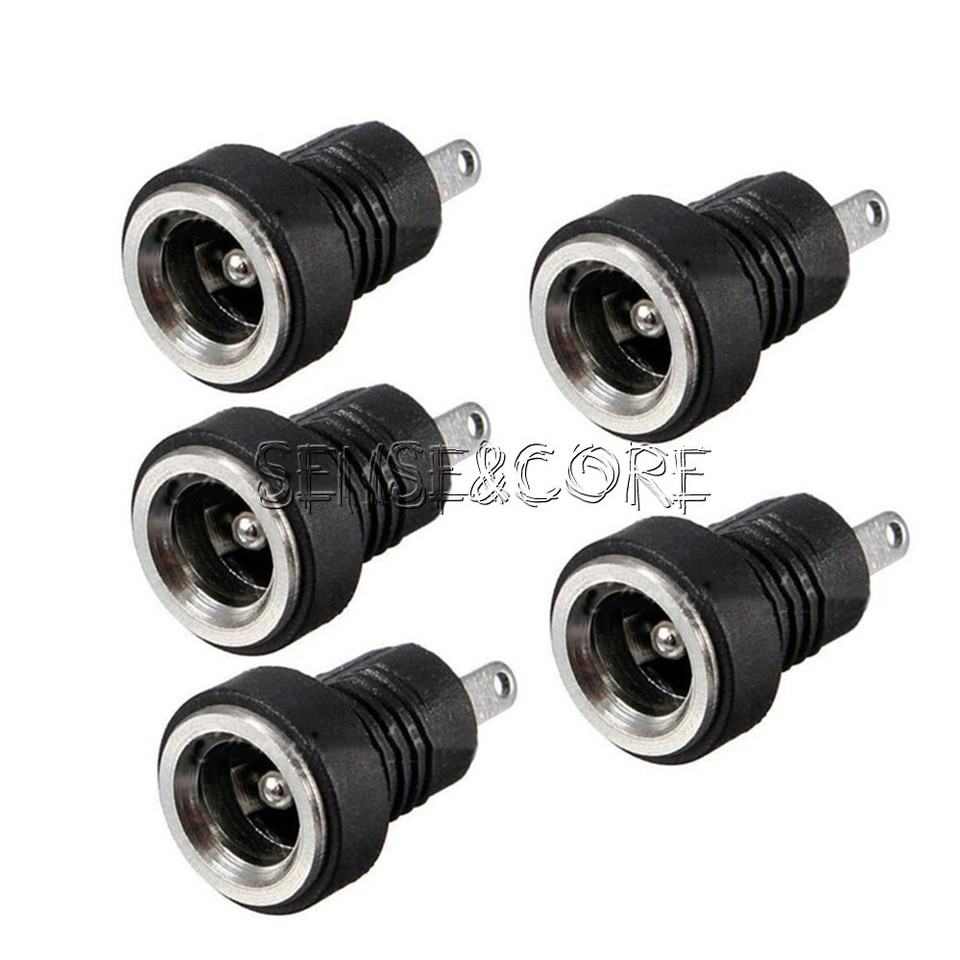 5PCS DC Power Supply Jack Socket Female 5.5x2.1mm Panel Mount Connector ...