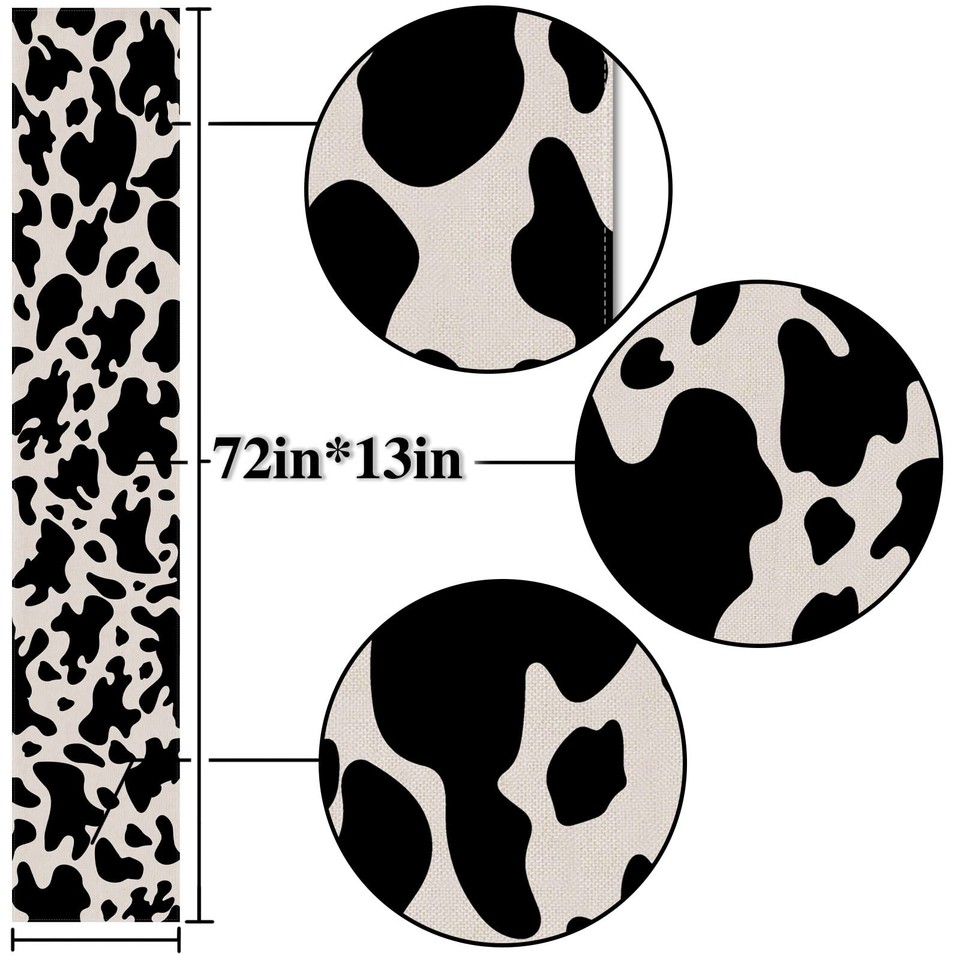 Linen Cow Print Table Runner Farm Cowboy Themed Birthday Party ...
