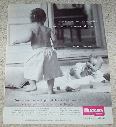 2001 ad page - Huggies baby diapers Cute boys MAX & Charlie diaper ...