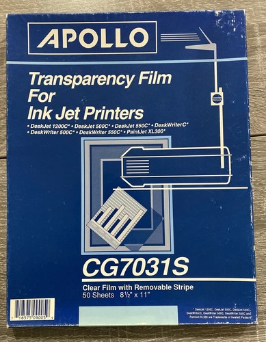 APOLLO Transparency Film For Ink Jet Printers CG7031S 50 pre owned ...