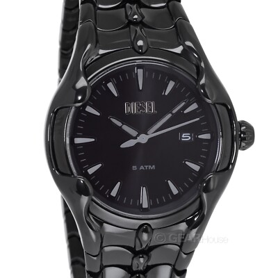 DIESEL Metamorph Vert Mens Black Dial Watch Reptilian Gloss Stainless ...
