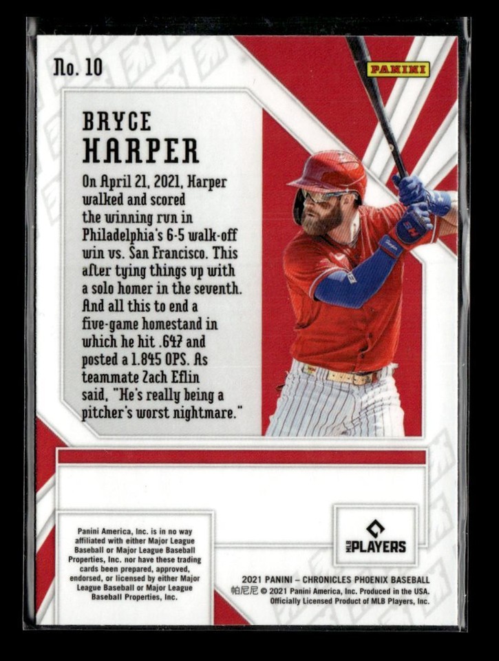 2021 Panini Chronicles #10 Bryce Harper Phoenix Purple Velocity | eBay
