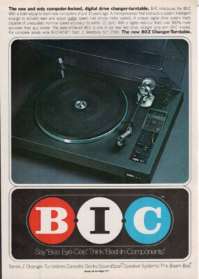 BIC - Model 80Z Turntable - Original Magazine Ad - | eBay
