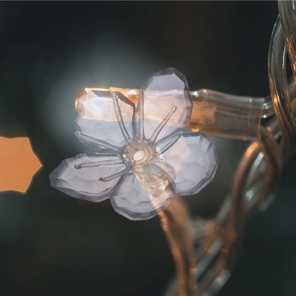 80 Pcs String Lights Cherry Blossom Pendant Hanging Flower Lamp Home ...