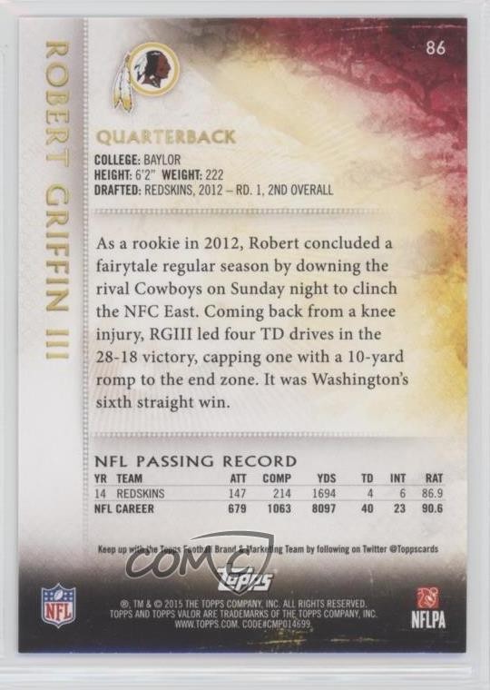2015 Topps Valor Robert Griffin III #86 | eBay