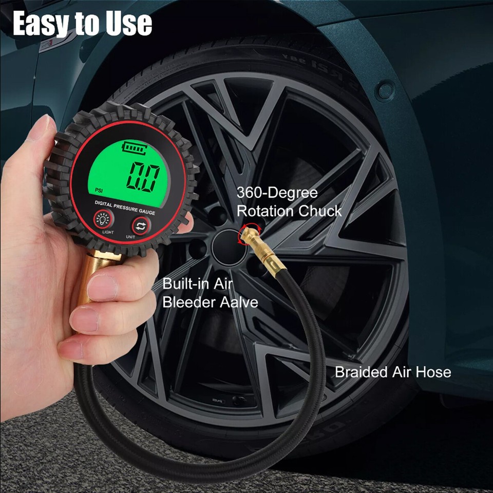 Accurate Digital Air Pressure Tire Gauge 3-255 PSI LCD Screen for Truck ...