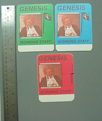 Genesis backstage passes 3 cloth stickers Invisible Touch Margeret ...