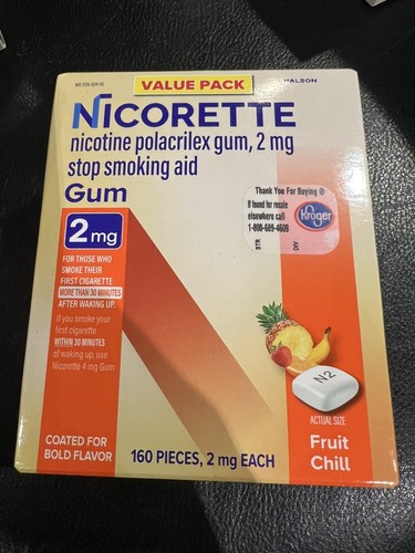 Nicorette Gum 2mg Fruit Chill 160 Pieces SEALED EXP 04/2027 ...
