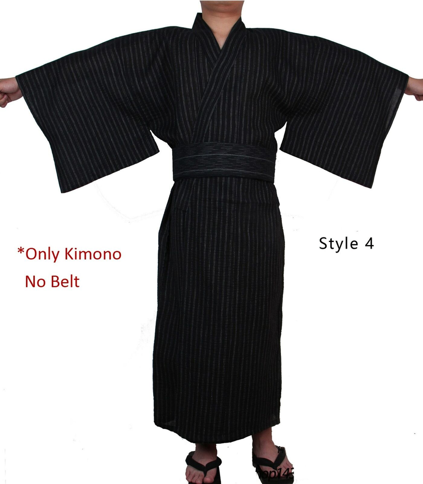 Japanese traditional samurai kimono men's yukata bathrobe robe cotton ...