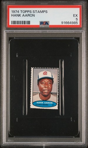 AWESOME PSA 5 EX HANK AARON HOF 1974 TOPPS STAMPS GRADED VINTAGE MLB ...