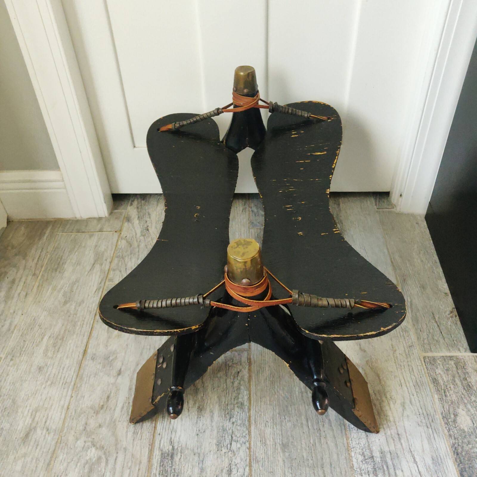 Vintage Wooden Egyptian Camel Saddle Foot Stool Brass Studs Rawhide ...