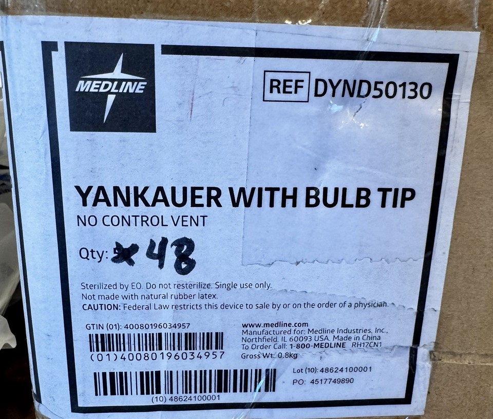 Medline DYND50130 Sterile Rigid Yankauer with Bulb Tip - Lot 48 | eBay