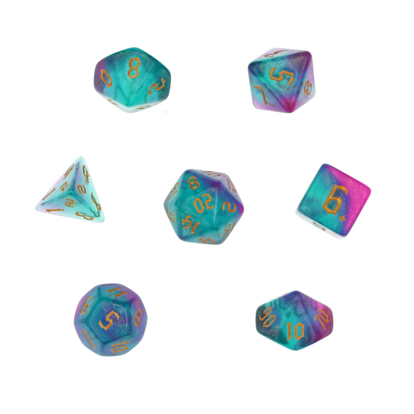 7 Dice Set Poly For RPG Role DnD D&D PST Polyhedral Coloured DD Board ...