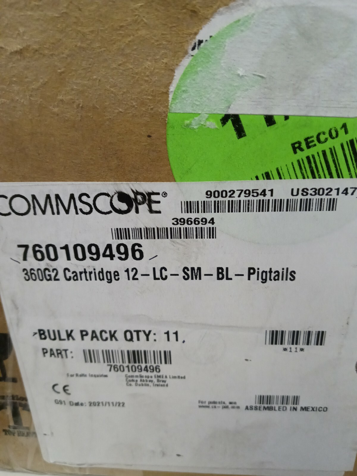 NEW CommScope - 760109496 | 360G2 Cartridge 12-LC-SM-BL-PIGTAILS | eBay
