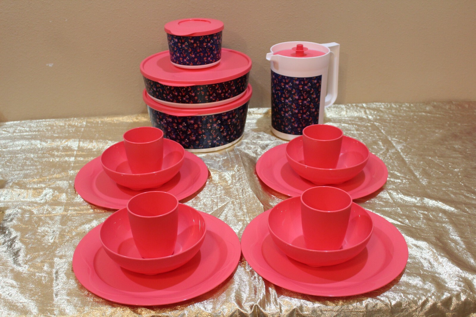 New UNIQUE Tupperware Flower Theme Set with 20 pieces Flamingo Color | eBay