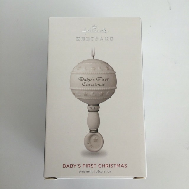 Hallmark 2018 Babys First Christmas Rattle Porcelain Dated Keepsake 1st ...