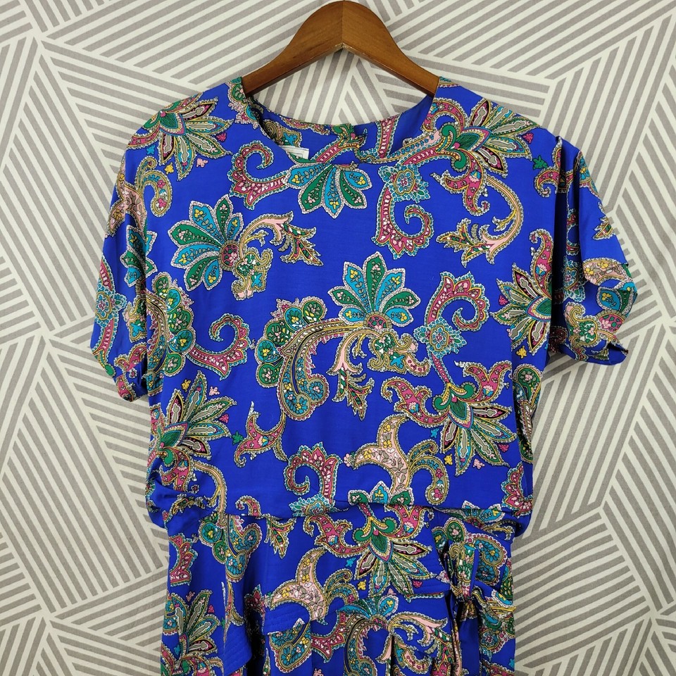 Vintage 90s Floral Party Dress Size 12 Dark Academia Royalcore Blue ...