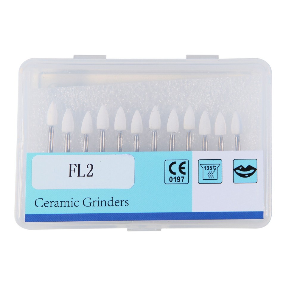 12Pcs Dental White Stone Porcelain Resin Handpiece Polishing Bur High ...