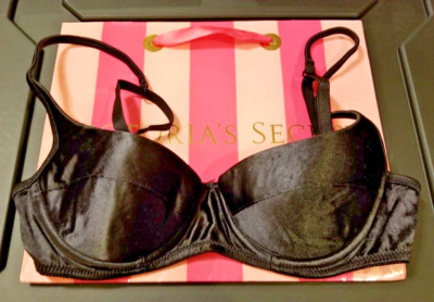 VS 34A *Vintage* Second Skin Satin Molded Cup Demi Bra - Black (D1) | eBay